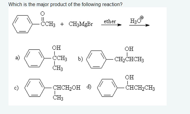 which is the major product of the following reaction ether h chzmgbr oh oh ch2c chch cch3 ch oh ...