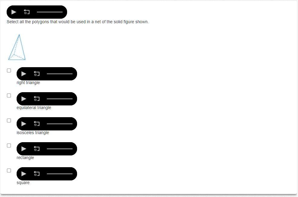 SOLVED: 'Someone please help me with this Select all the polygons that ...