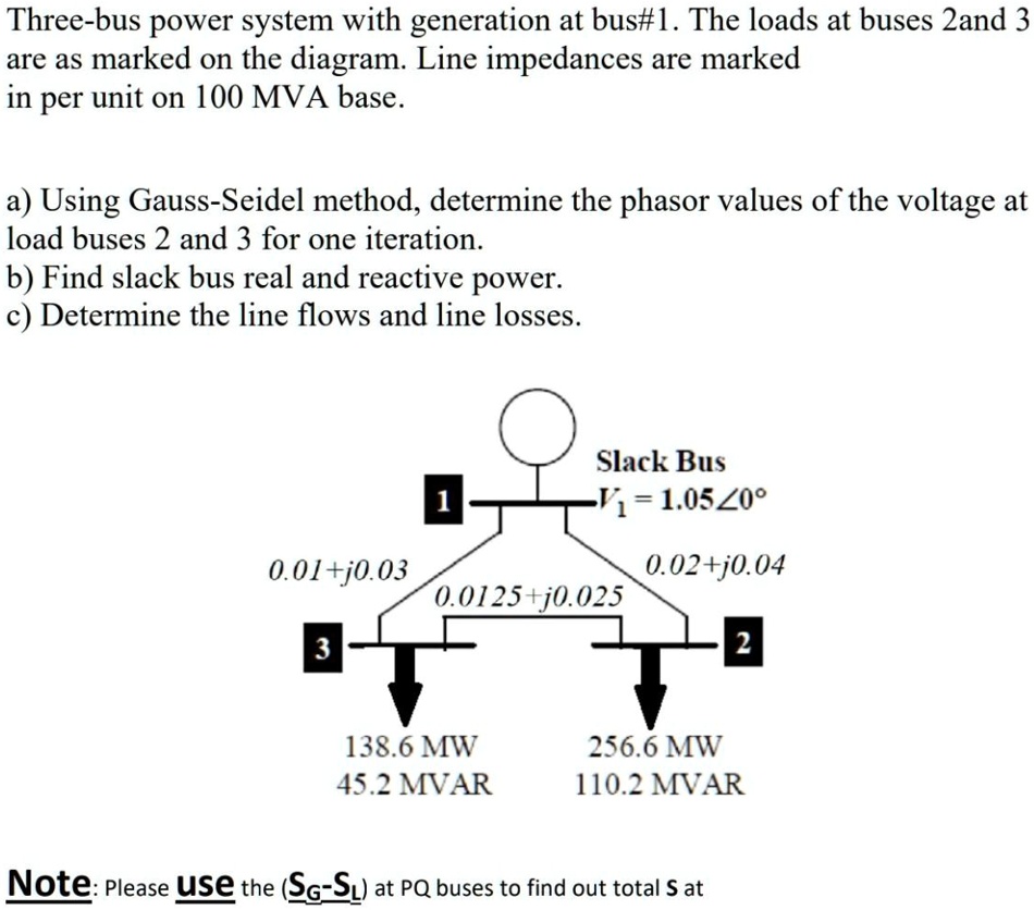 three bus power system with generation at bus the loads at buses zand 3 are as marked on the ...