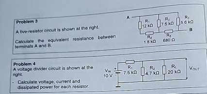Problem 3 A five-resistor circuit is shown at the right. Calculate the ...