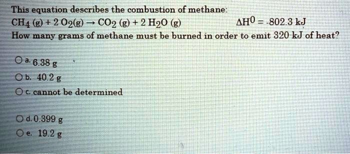 this equation describes the combustion of methane ch4 g 2 02g co2 g 2 ...