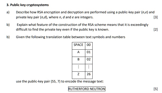 Solved 3 Public Key Cryptosystems A Describe How Rsa Encryption And
