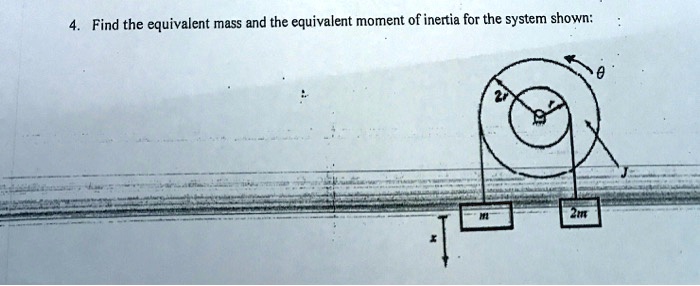 SOLVED: 4. Find the equivalent mass and the equivalent moment of inertia for the system shown: