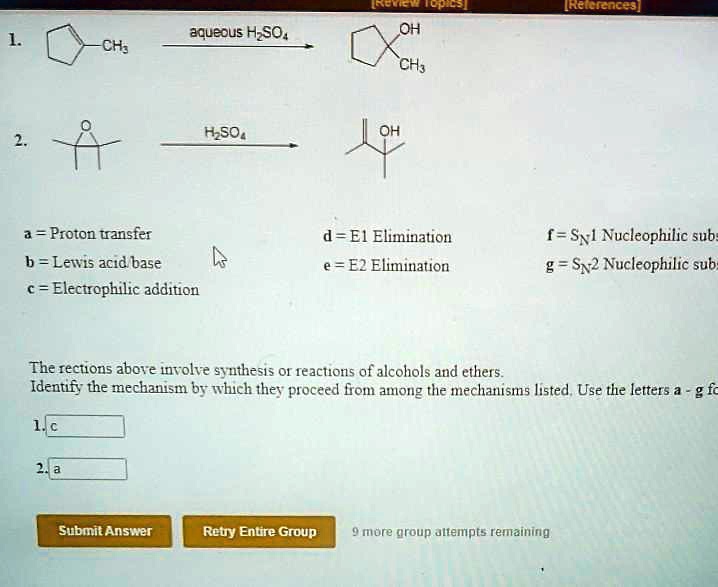 SOLVED: Ireicience9 aqueous HSO4 OH 'CH3 HSO4 OH 3 = Proton transfer d = El Eluniation = Sil ...