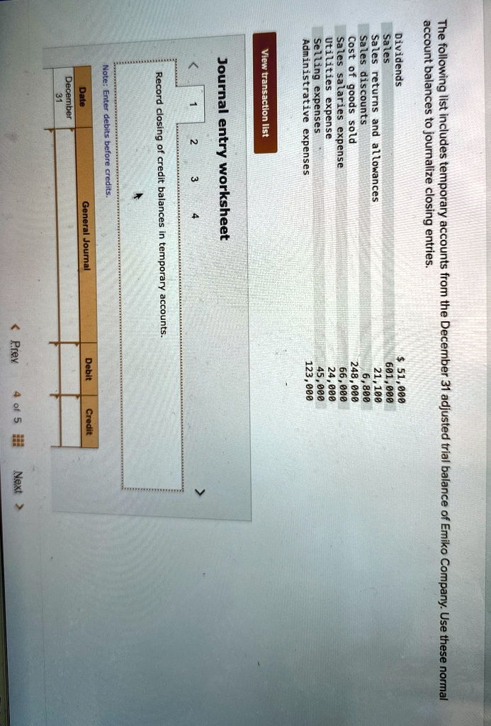 the following list includes temporary accounts from the december 31 adjusted trial balance of ...