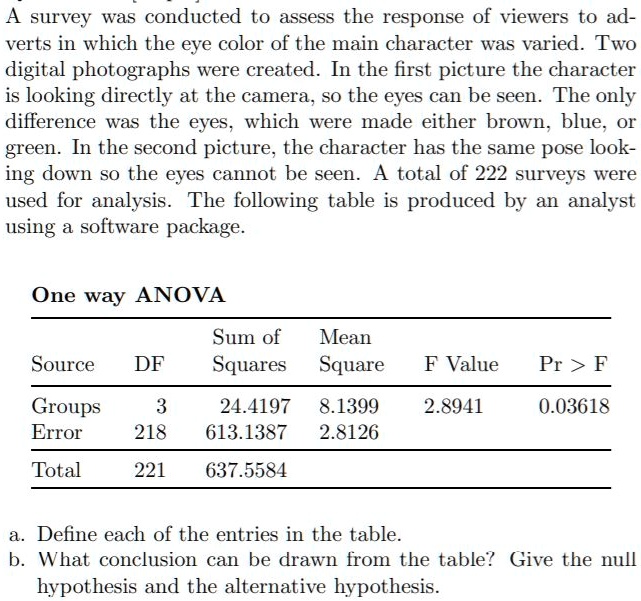 SOLVED: A survey was conducted to assess the response of viewers t0 ad ...
