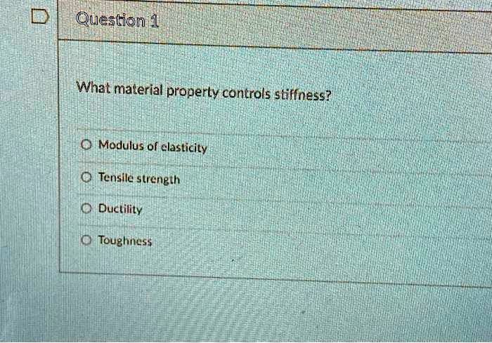 SOLVED: What material property controls stiffness? - Modulus of ...