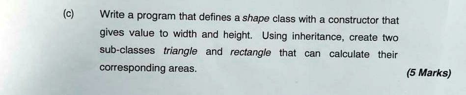 Write A Program That Defines A Shape Class With A Constructor That 1217