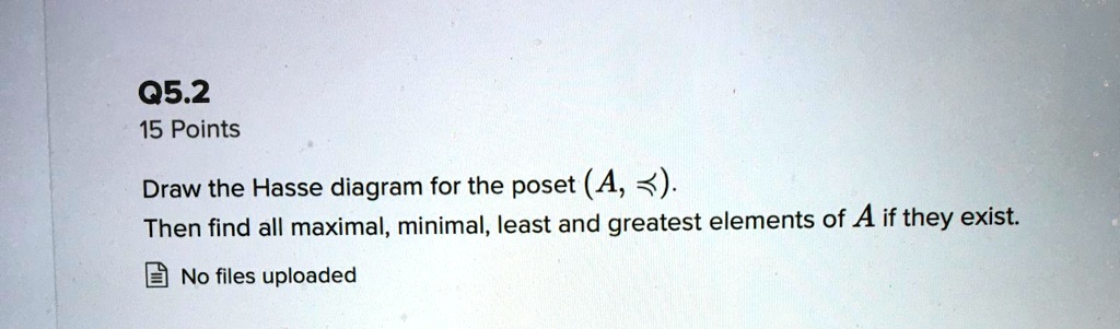 SOLVED: 05.2 15 Points Draw the Hasse diagram for the poset (A, *) Then find all maximal ...