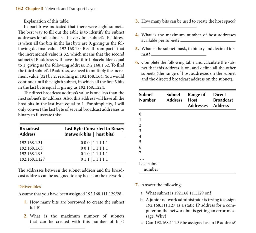 SOLVED: 162 Chapter 5 Network and Transport Layers Explanation of this table: In part b, we ...