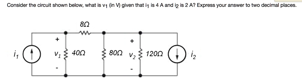 Consider the circuit shown below, what is v1 (in V) given that i1 is 4 ...