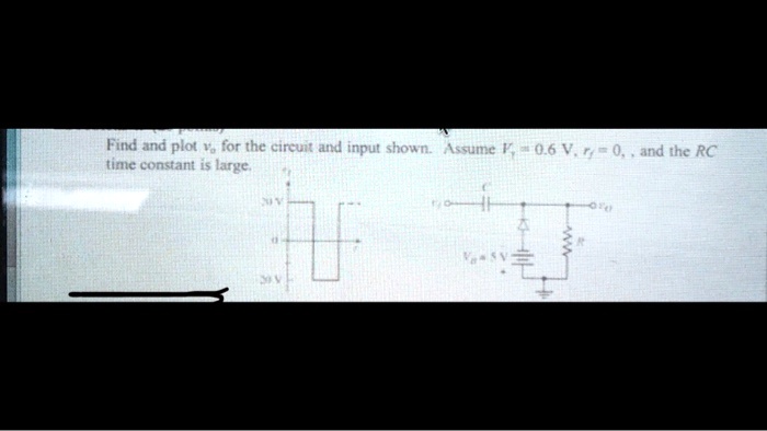 Find and plot vo for the circuit and input shown. Assume Vγ = 0.6 V, rγ = 0, and the RC time ...