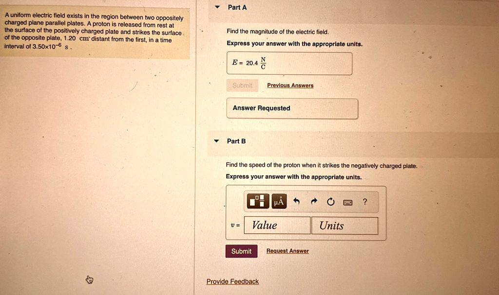 A Uniform Electric Field Exists In The Region Between Two Oppositely
