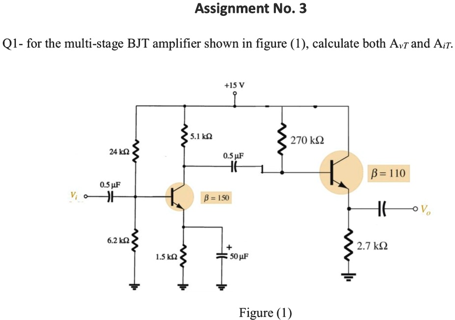 Assignment No. 3 Q1- for the multi-stage BJT amplifier shown in figure ...