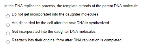 SOLVED: In the DNA replication process, the template strands of the ...