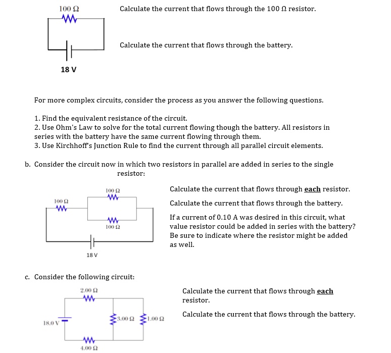 Solved Text 100 Ω 2 MΩ Calculate The Current That Flows Through