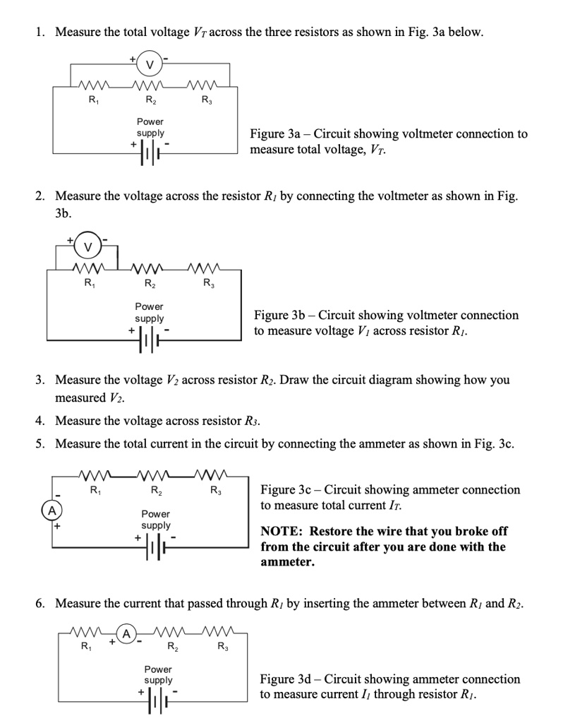 SOLVED: Measure the total voltage Vr across the three resistors as ...