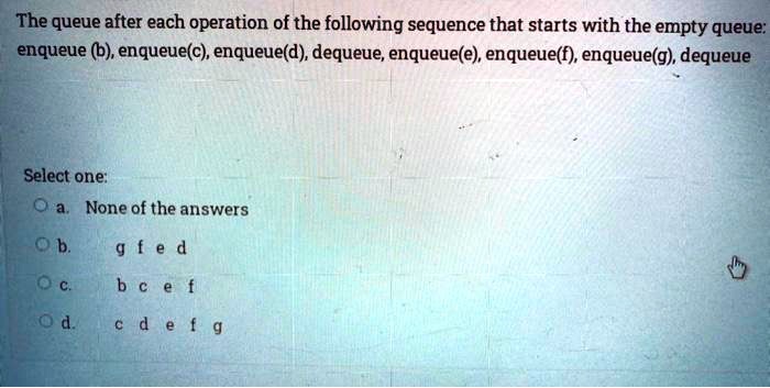 Solved Algorithm Analysis And Design The Queue After Each Operation Of The Following Sequence 5560