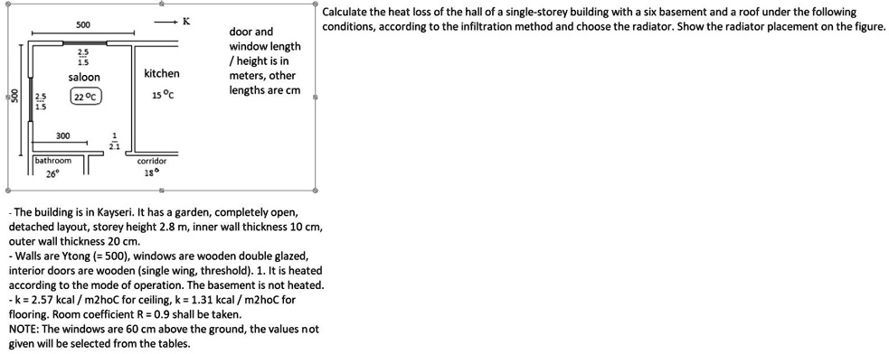 K 500 2.5 1.5 door and window length / height is in Calculate the heat ...