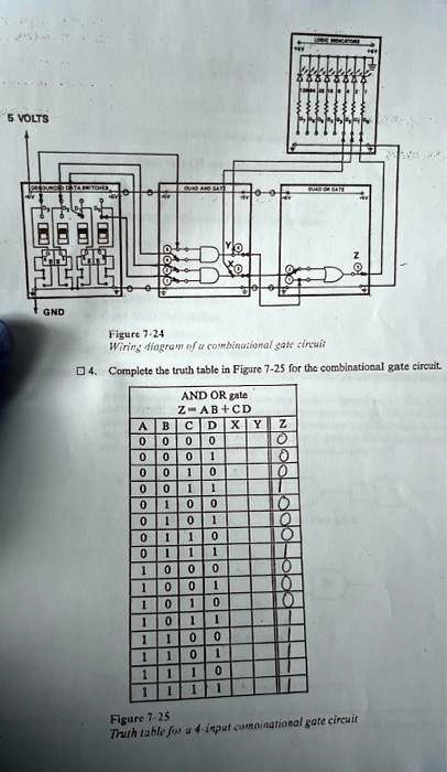 SOLVED: 5VOLTS GND Figure 7-24 Wiring Diagram for Combinational Gate Circuit 4. Complete the ...