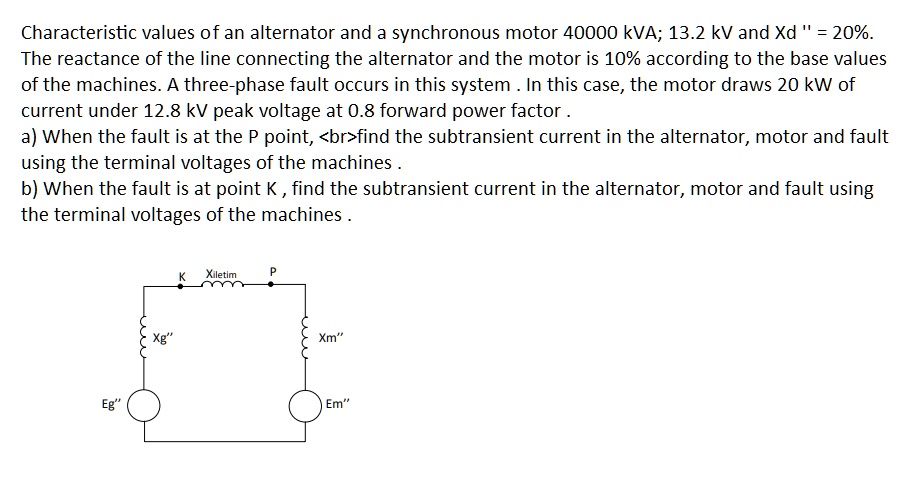 Characteristic values of an alternator and a synchronous motor: 40000 ...