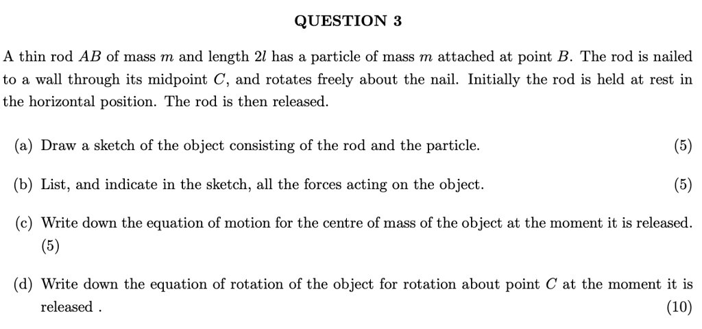 SOLVED: Please explain in detail QUESTION 3 A thin rod AB of mass m and ...