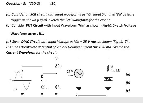SOLVED: Please solve soon. Question (CLO-2) (301) (a) Consider an SCR circuit with input ...