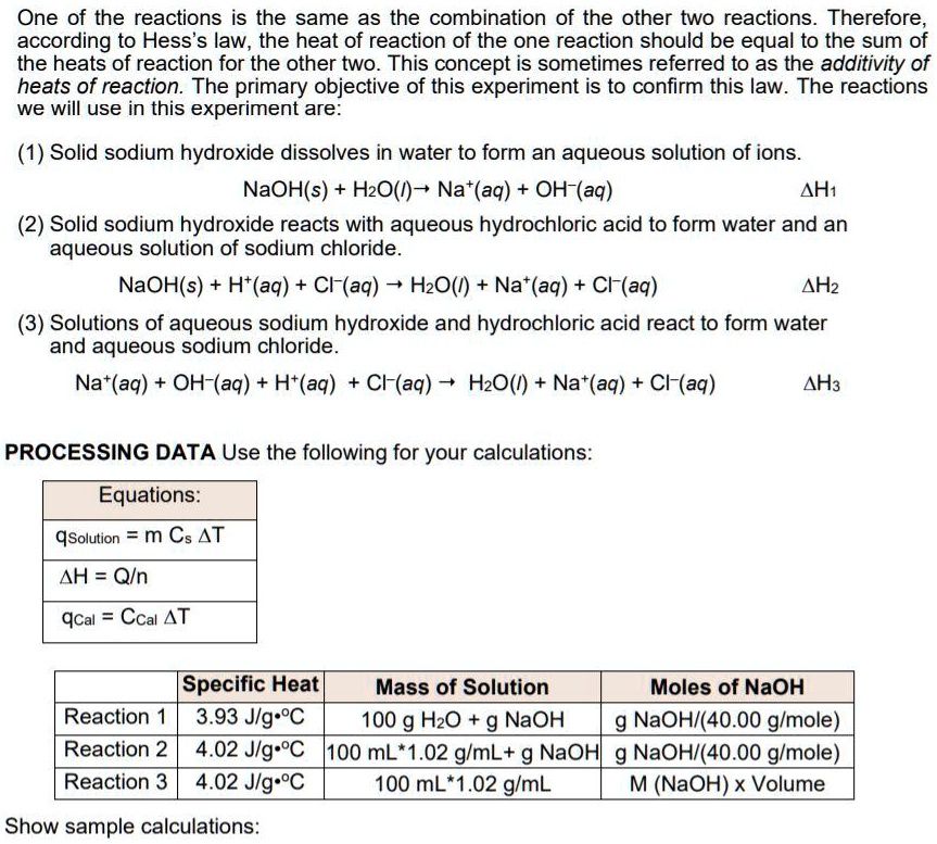 SOLVED: One of the reactions is the same as the combination of the ...