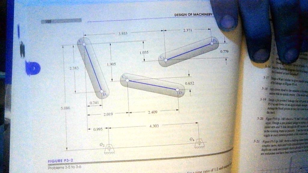 SOLVED: Design a four-bar mechanism to give the three positions shown ...
