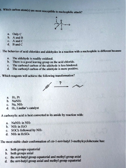 SOLVED: Which carbon atom(s) are most susceptible to nucleophilic ...