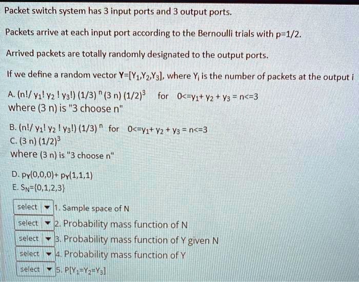 SOLVED: Packet switch system has 3 input ports and3 output ports Packets arrive at each input ...
