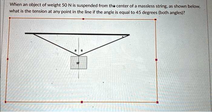 SOLVED: When an object of weight 50 N is suspended from the center of a ...
