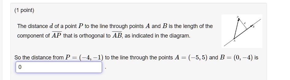 point the distance d of a point p to the line through points a and b is ...