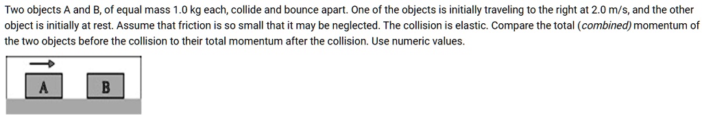 two objects a and b of equal mass 10 kg each collide and bounce apart one of the objects is ...