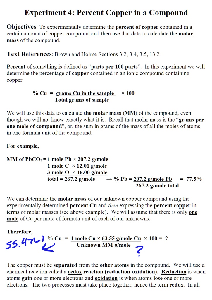 experiment 4 percent copper in a compound objectives to experimentally ...
