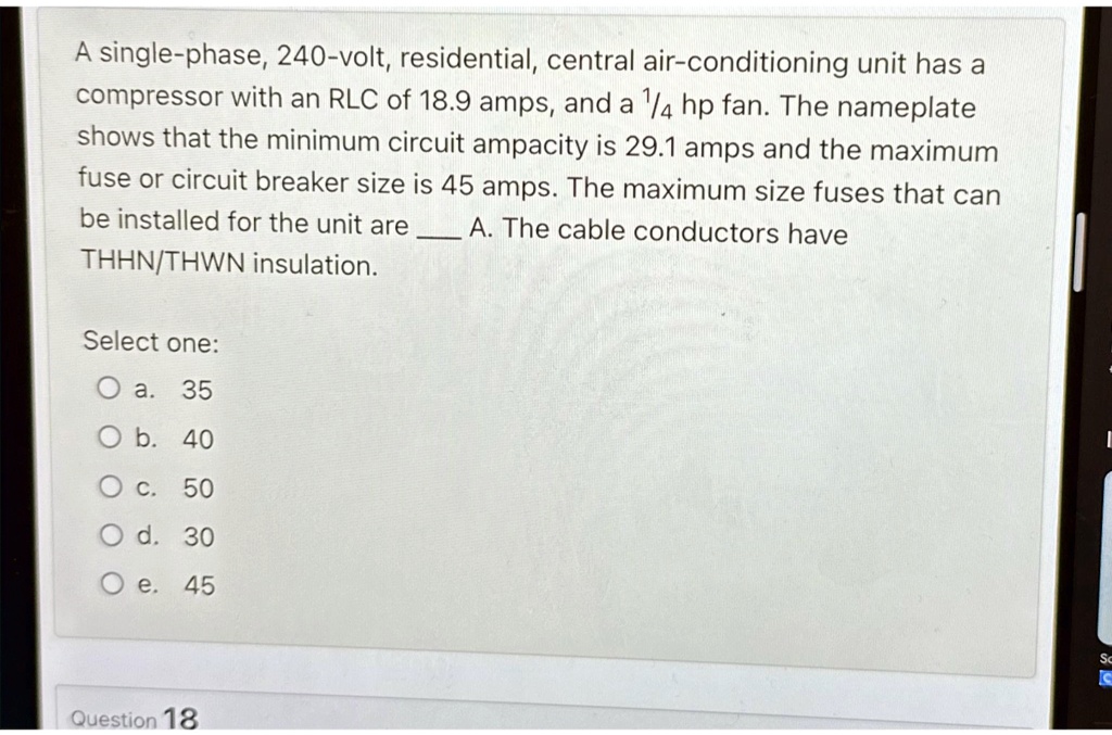 SOLVED: A single-phase, 240-volt, residential, central air-conditioning ...