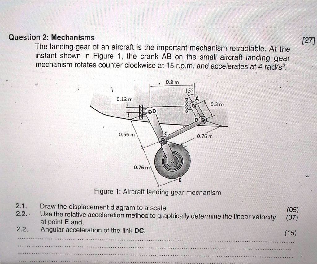 question 2 mechanisms 27 the landing gear of an aircraft is the ...