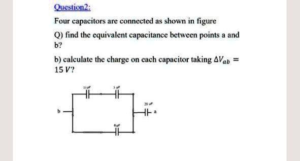 SOLVED: Four capacitors are connected as shown in the figure. Find the equivalent capacitance ...
