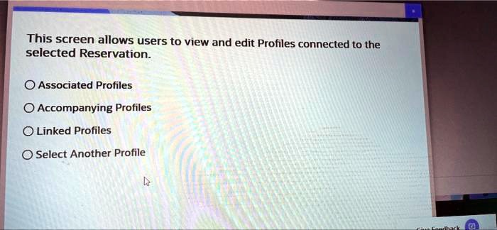 This screen allows users to view and edit Profiles connected to the ...