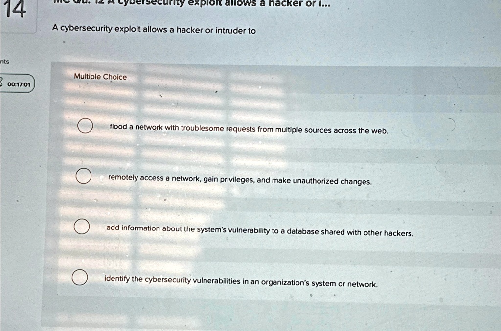 14 A Cybersecurity Exploit Allows A Hacker Or I A Cybersecurity Exploit Allows A Hacker Or