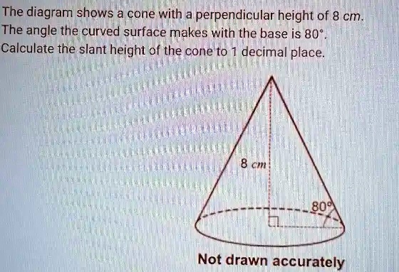 SOLVED: The diagram shows a cone with a perpendicular height of 8 cm ...