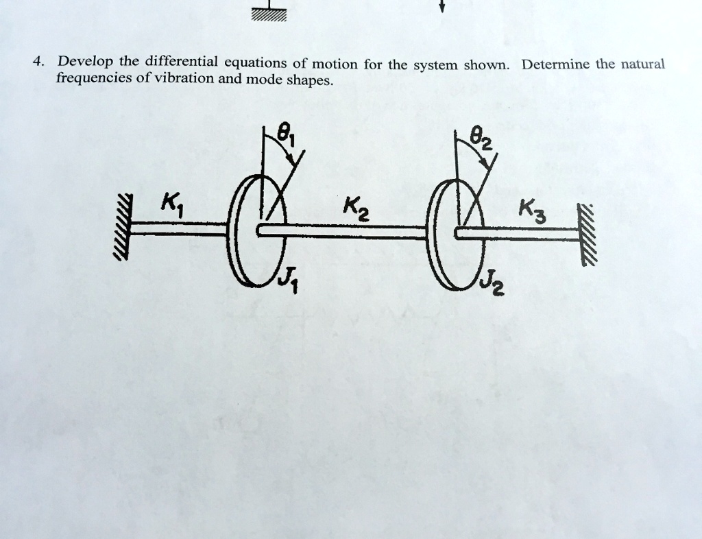 4 develop the differential equations of motion for the system shown determine the natural ...