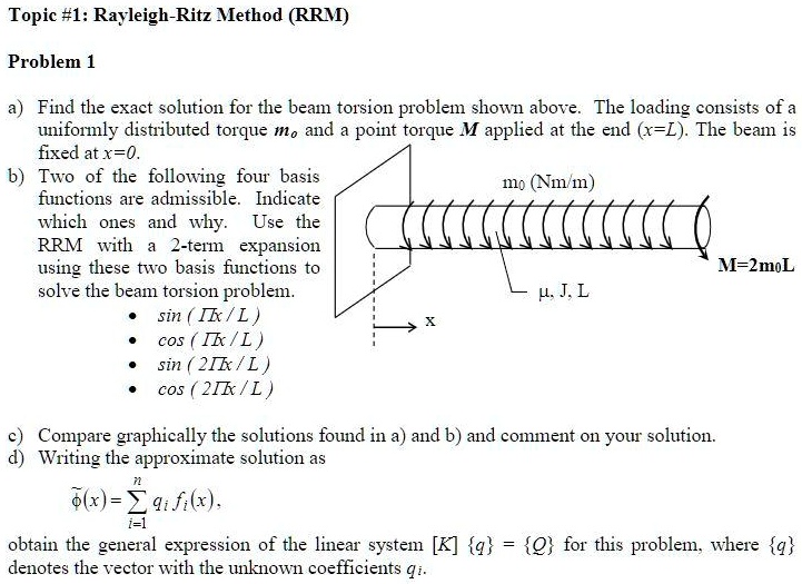 topic1rayleigh ritzmethodrrm problem1 a find the exact solution for the ...