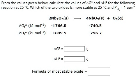 from the values given below calculate the values of delta gcirc and ...