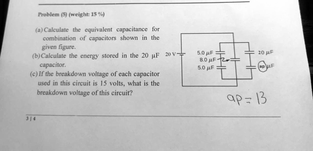 problem weight 15 calculate the equivalent capacitance for combination of capacitors shown in ...