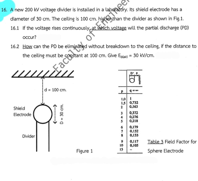 SOLVED: 16. A new 200 kV voltage divider is installed in a laboratory ...