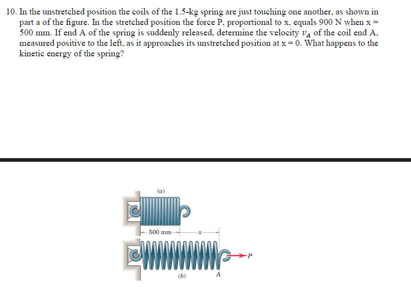 10 in the unstretched position the coils of the 15 mathrmkg spring are ...