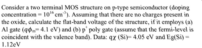 SOLVED: Consider a two-terminal MOS structure on p-type semiconductor ...