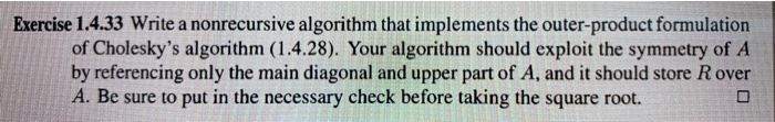 Solved Exercise 1433 Write A Nonrecursive Algorithm That Implements The Outer Product