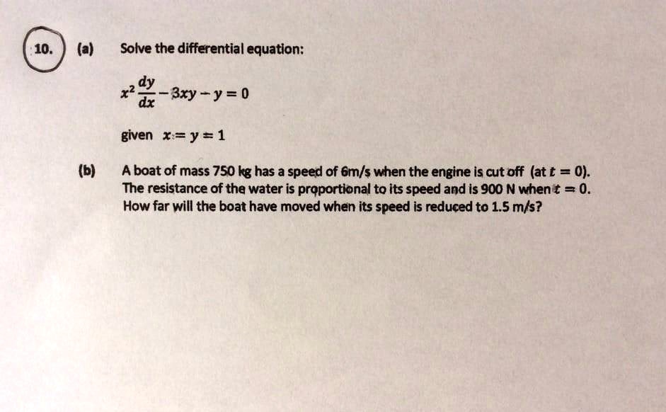SOLVED: (a) Solve the differential equation: rdy - Bry - y = 0 dx given ...